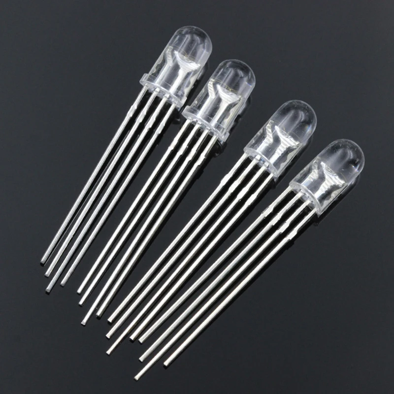 Light Emitting Diode F5 5mm Round Head Four Legs Full Color RGB Bright ...