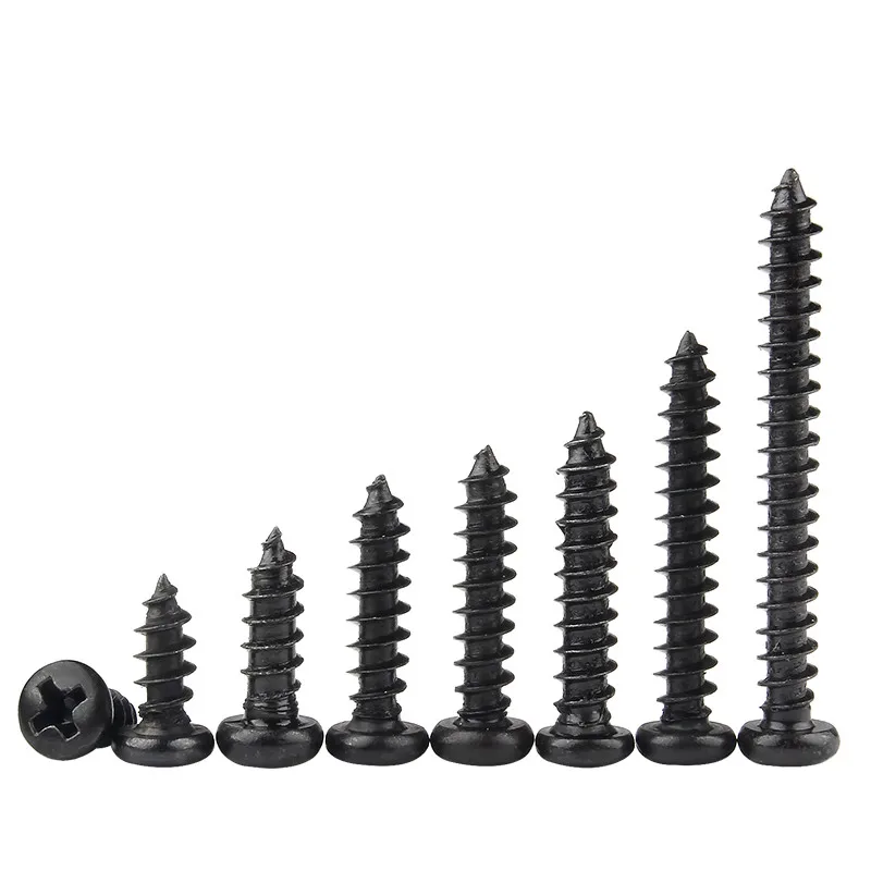 VIS,pan head-M3.5-10mm--Vis à bois autotaraudeuse en acier noir M1 M1.2 M1.4 M1.7 M2 M2.6 M3 M3 ...