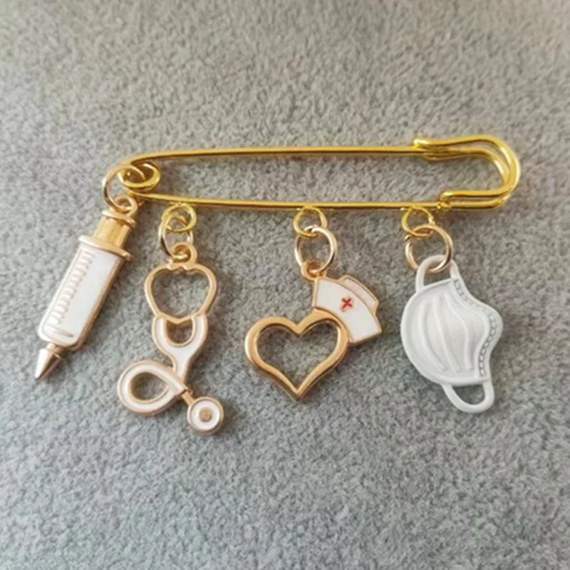 BROCHE,Golden-2-blue-3--Broche à la mode pour médecin, outil médical ...