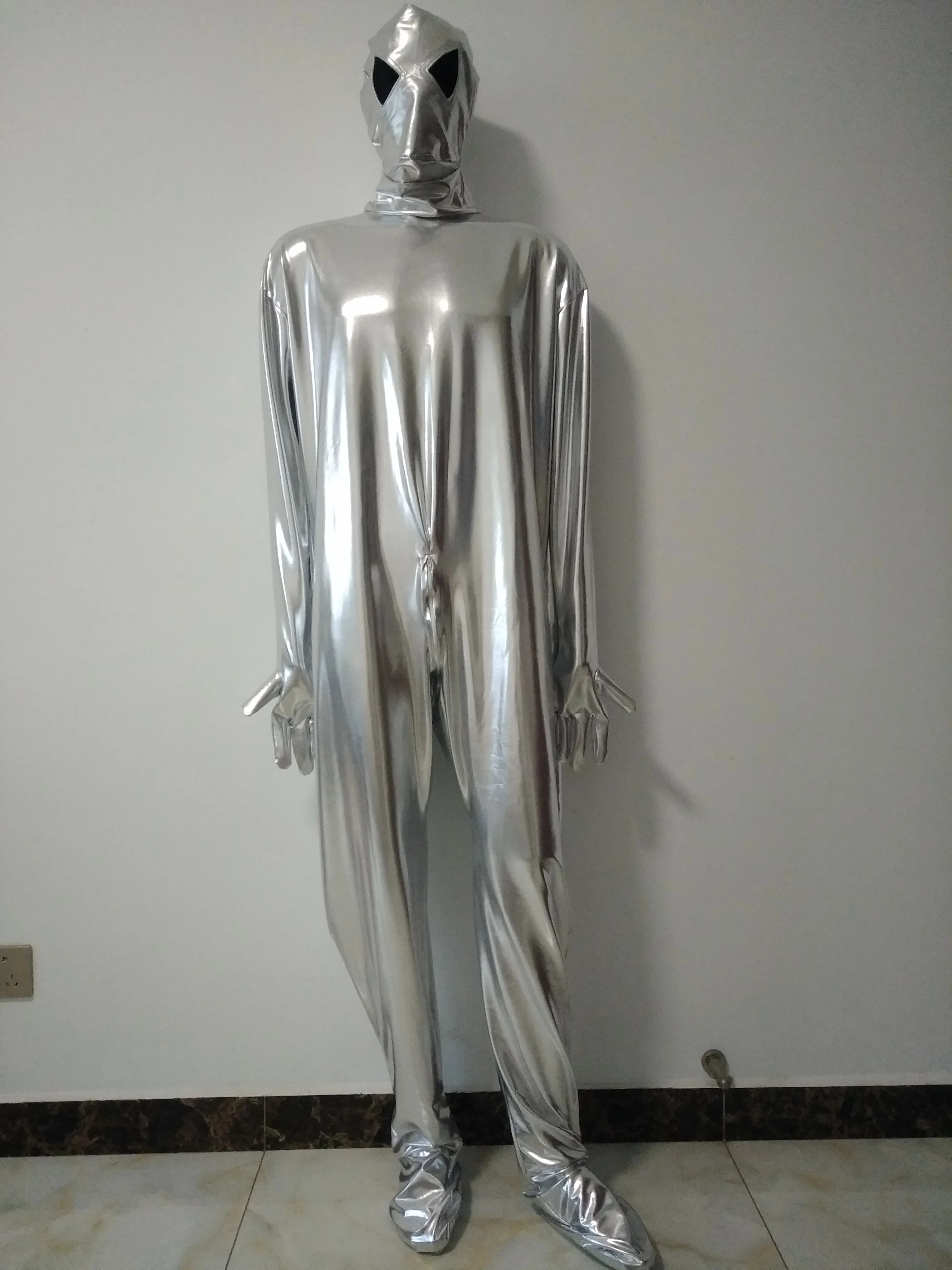 Adults Large Size Silver Colour Cosplay Alien Shiny Metallic Full ...