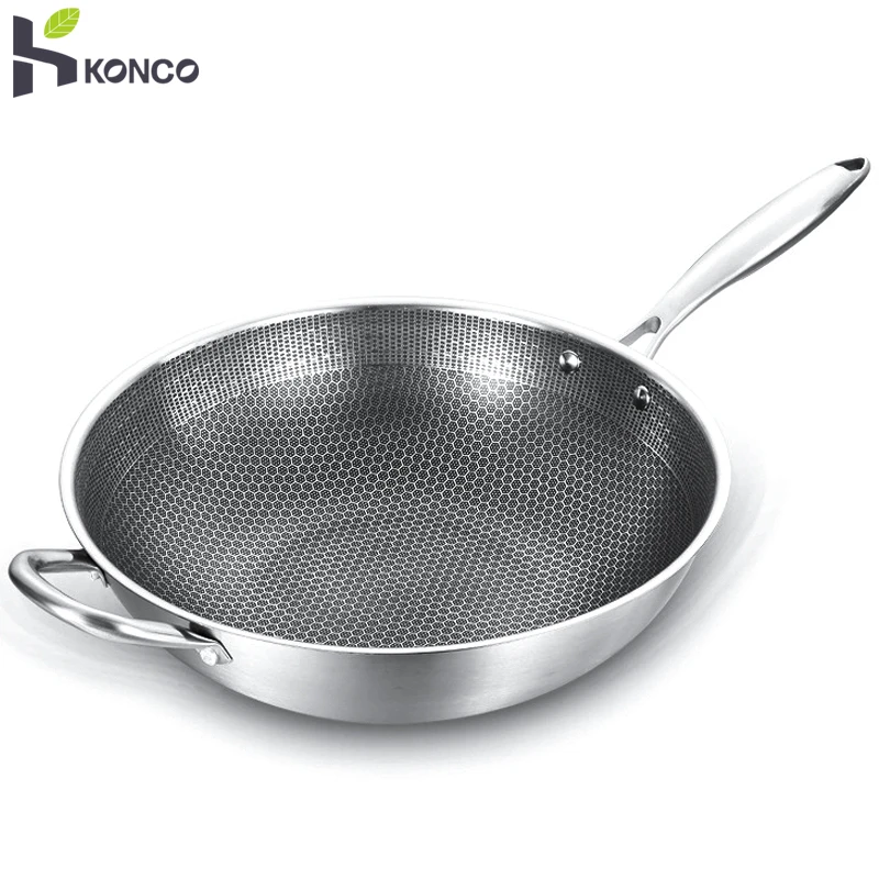New Stainless Steel Wok Honeycomb Non-stick Pan Without Oil Smoke ...