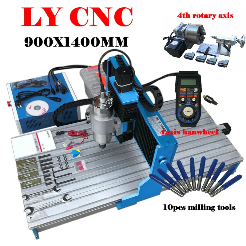 CNC-Metal-Engraver-9014L-2200W-1500W-Linear-Guideway-4-Axis-USB-Port ...