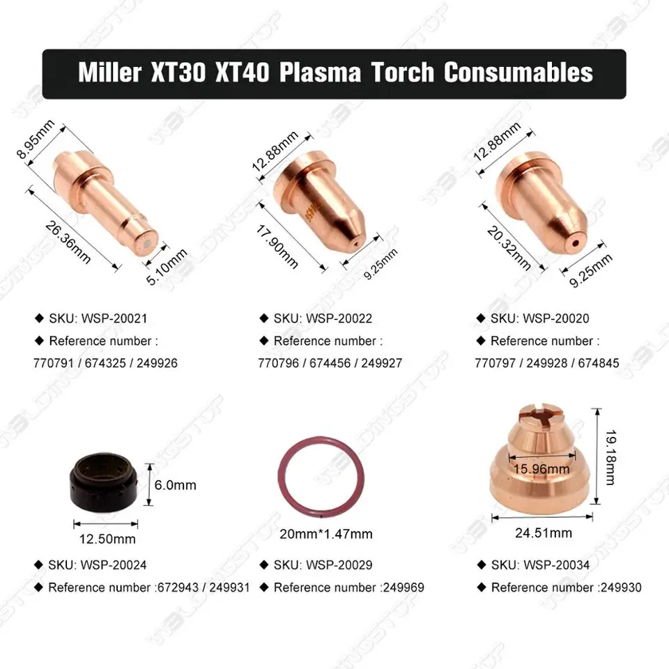 XT30 XT40 Plasma Torch 249927 Tip 30A Electrode 249926 NOT Miller