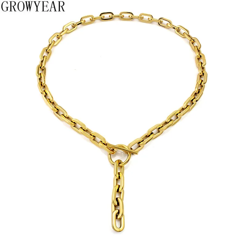 Simple Trendy T Toggle Clasp Chain Necklace for Women Stainless Steel ...