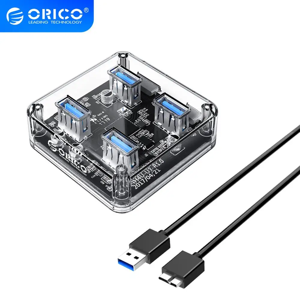 Orico Transparent Usb Hub 4 Ports Usb3.0 | Orico Usb Hub Power Adapter ...