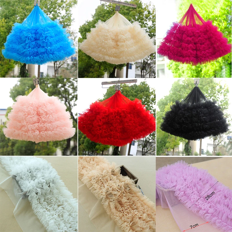 50cm/piece 28cm Wide Pleated Ruffle Lace 3d Fold Mesh Tulle Lace Fabric ...