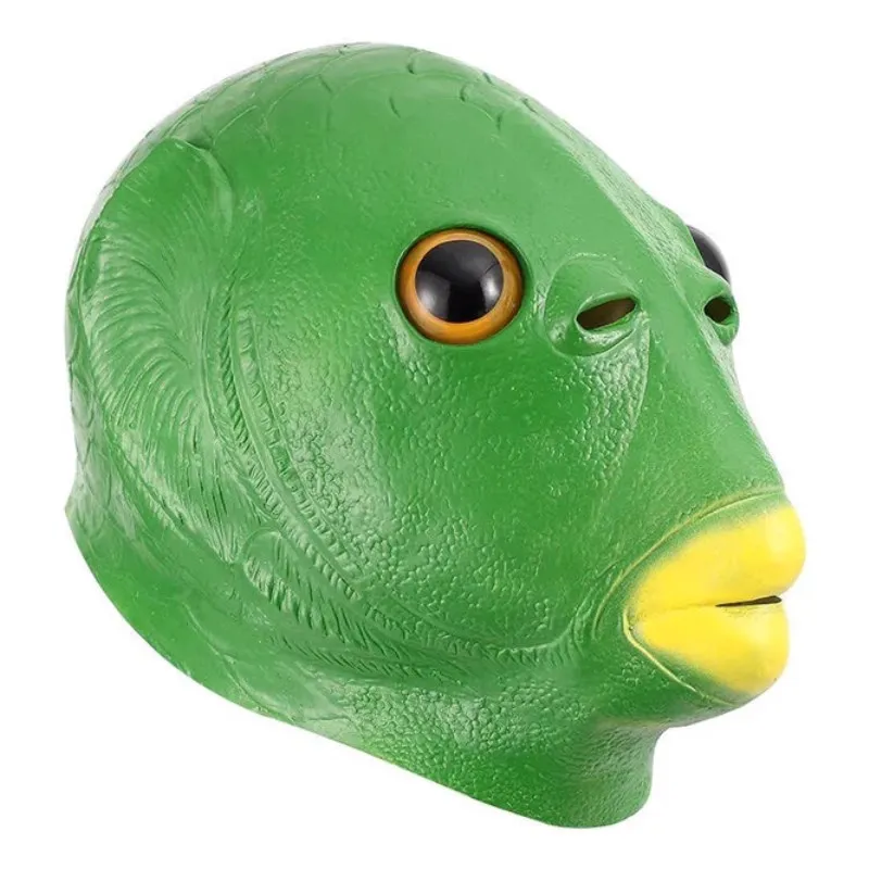 Latex-Mask-Monster-Fish-Head-Deluxe-Rubber-Demon-Headgear-Funny-Green ...