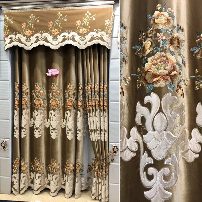 High grade curtain luxury German flannel embroidery garden bedroom ...