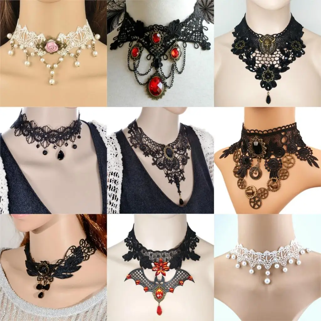 Women-Fashion-Retro-Goth-Rose-Flower-Lace-Necklace-Collar-Choker-Velvet ...