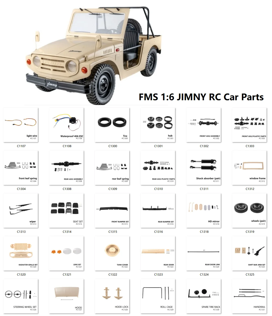 FMS 1:6 Scale JIMNY RC Model Car Parts