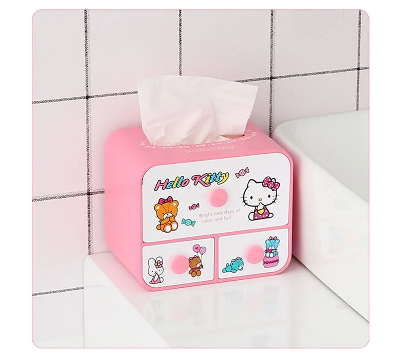 Hello Kitty Cartoon Desktop Storage Multifunctional Tissue Box ...