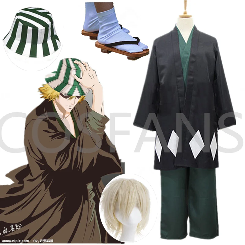 Anime Bleach Cosplay Urahara Kisuke Gotei 13 Costume Kimono Halloween ...