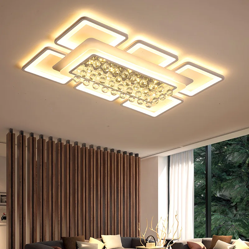 Lustre retangular de cristal led moderno, acrílico branco, luzes para ...