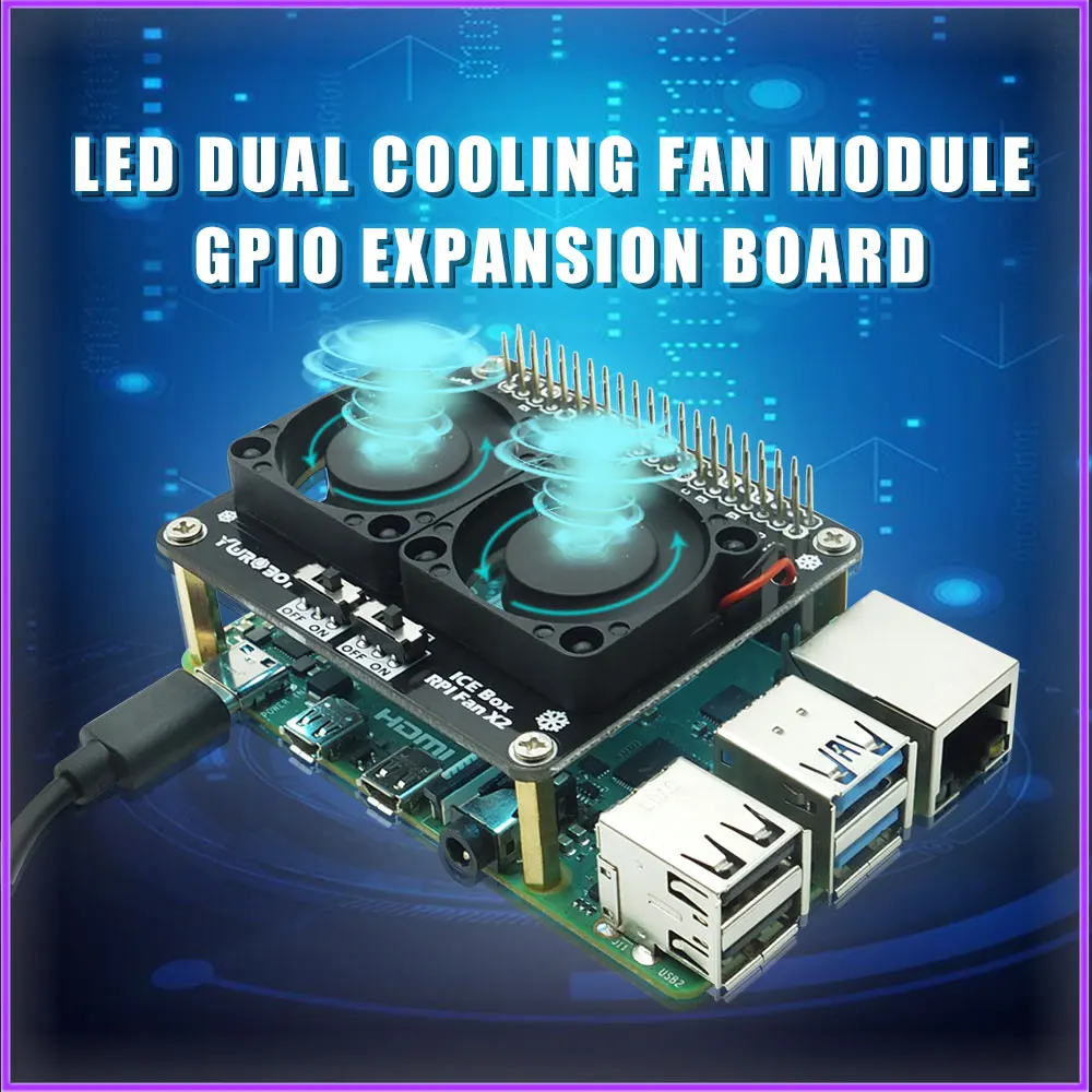 Raspberry-Pi-4-Model-B-GPIO-Extenstion-Board-Cooling-Fan-with-Blue-LED ...