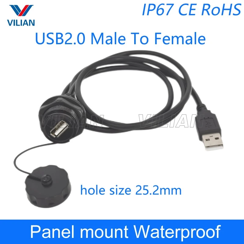 Usb Waterproof Connector Usb2.0 3.0 Panel Mount Ip67 Water Proof Cable ...