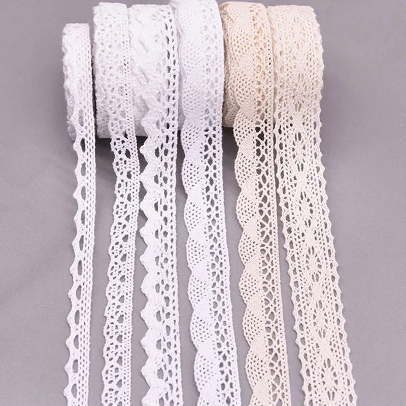 5/10yard White Beige Cotton Embroidered Lace Ribbons Lace Fabric Trim ...