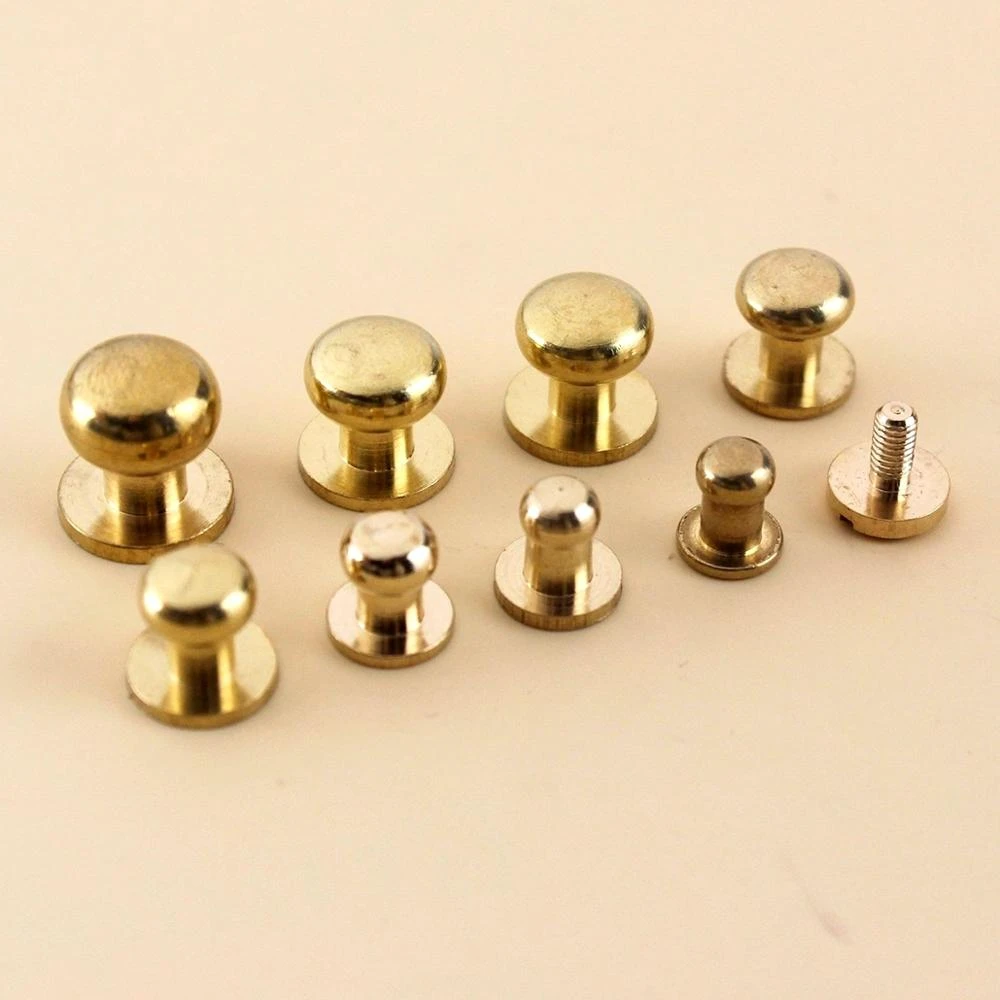 10pcs Solid brass sam brown browne button screw back Round head ball ...