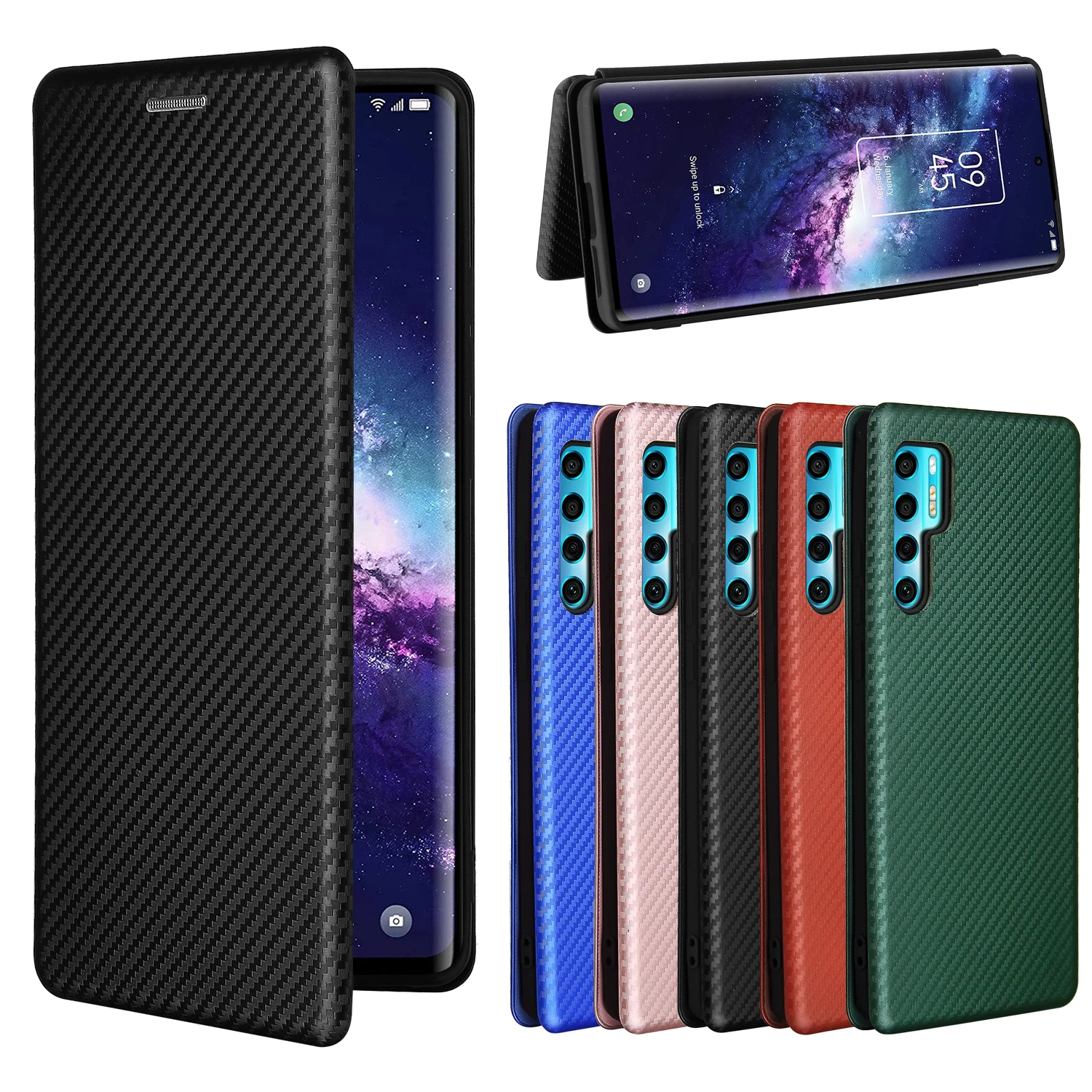 For-TCL-20-Pro-5G-Case-Carbon-Fiber-Flip-Leather-Case-For-TCL-20-Pro ...