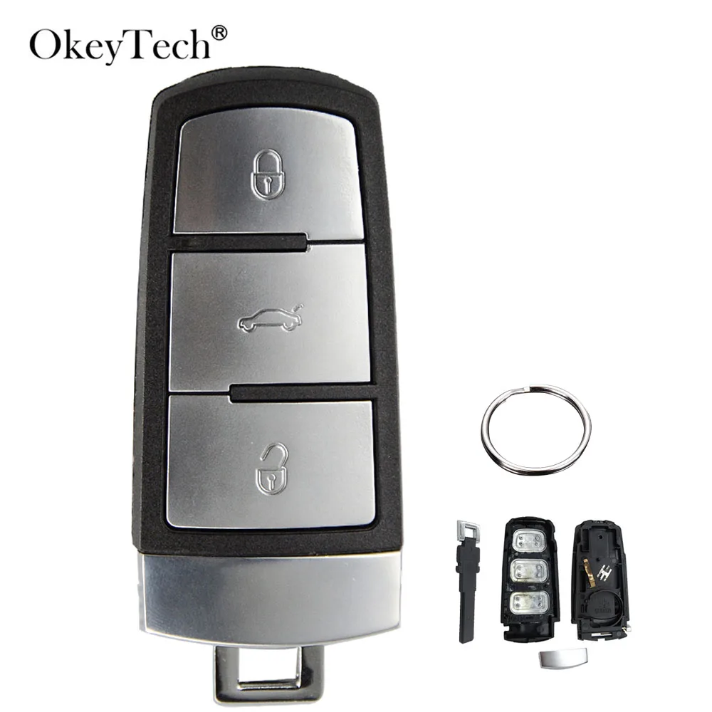 Okeytech 3 Button Smart Card Remote Car Key Shell Fob For Vw Passat B6 ...