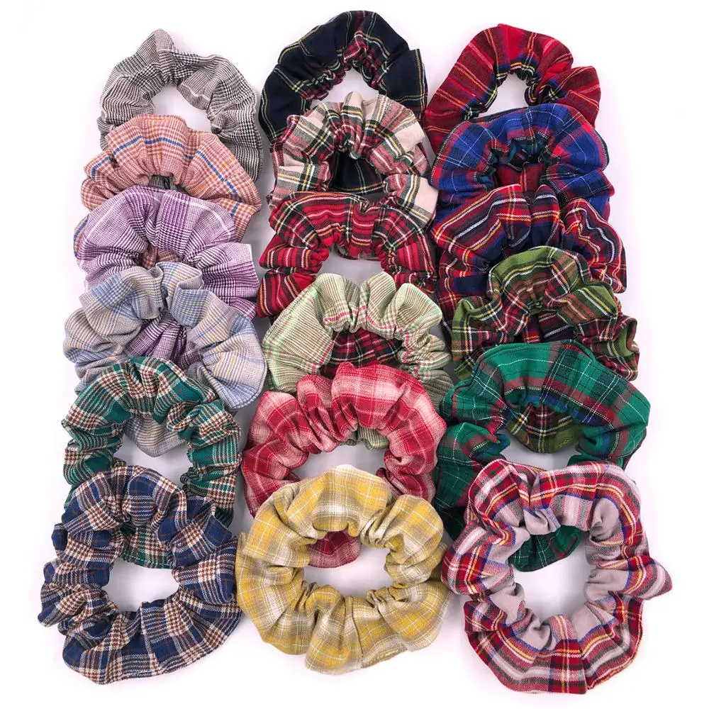 Cotton Plaid Hair Scrunchies Rope Elastic Hair Bands for Girls Women ...