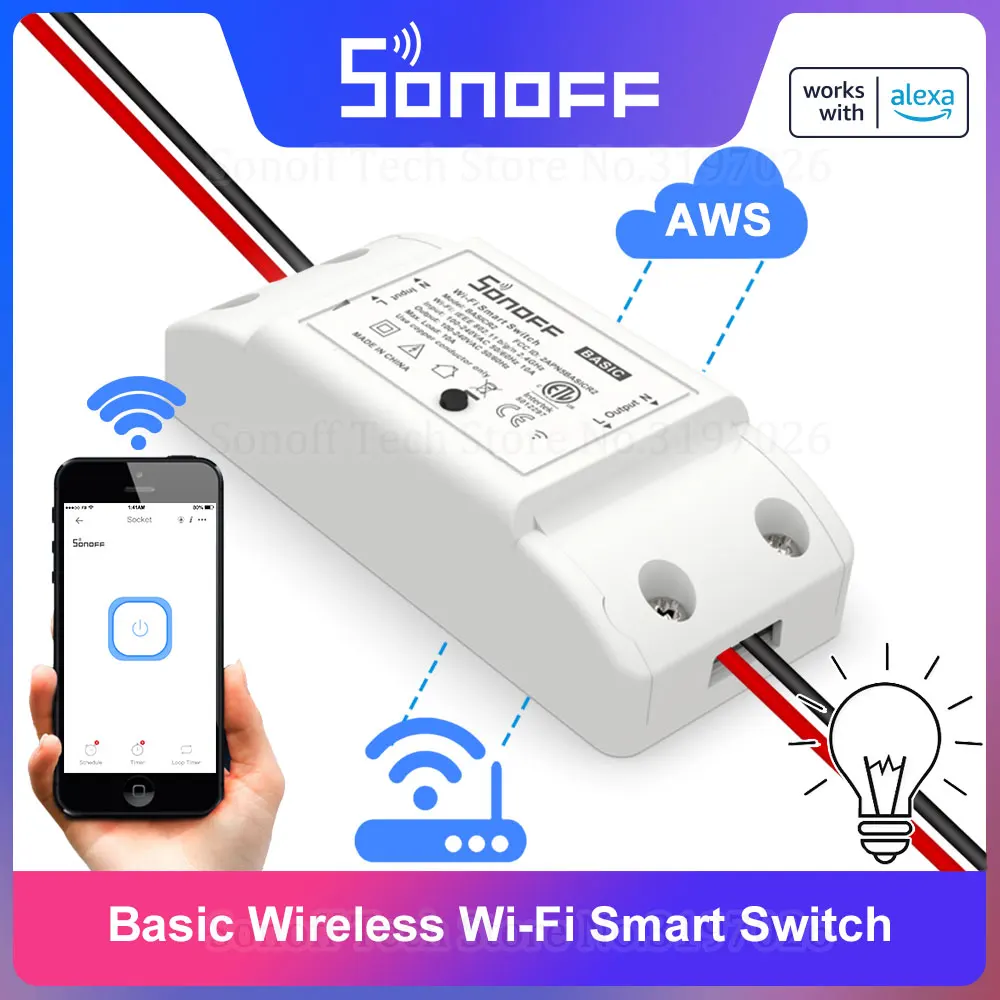 SONOFF BasicR2 와이파이 DIY 스마트 스위치, 무선 원격 제어, 스마트 홈 조명 모듈, 알렉사 구글 eWeLink를 ...