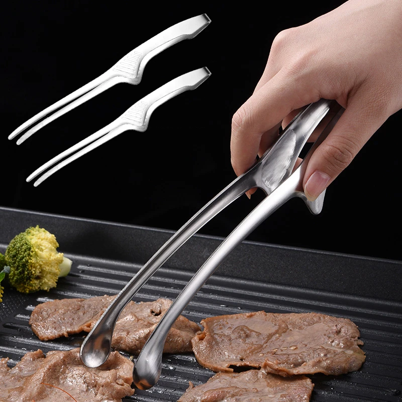 BBQ Food Tongs Korean Barbecue Clips Stainless Steel Grill Cooking ...