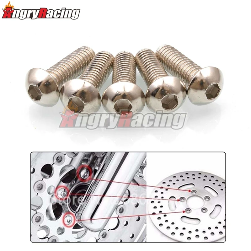 5XPCS Motorcycle Front Brake Disc Screws Hardware Kit Bolts For Harley ...