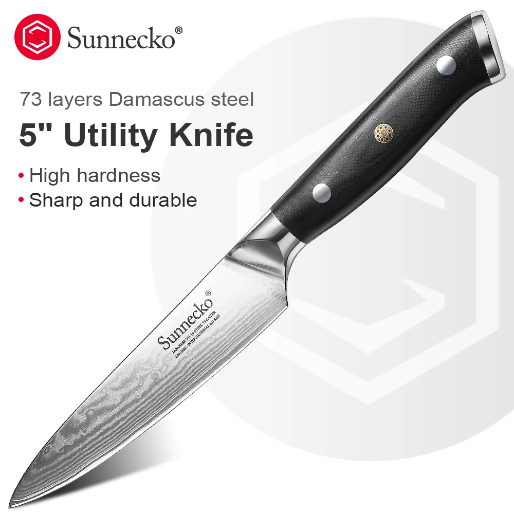 New Sunnecko 5" Inch Utility Knife Razor Sharp Blade Japanese Vg10 ...