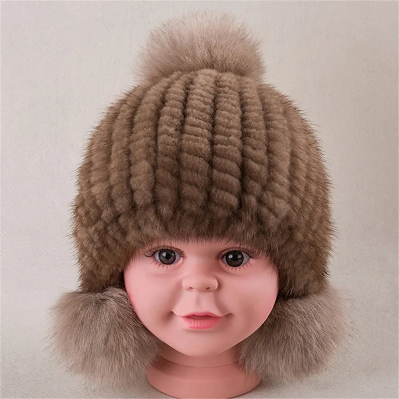 Casquette,Chapeau d'hiver pour bébé,fille et garçon,en vraie fourrure ...