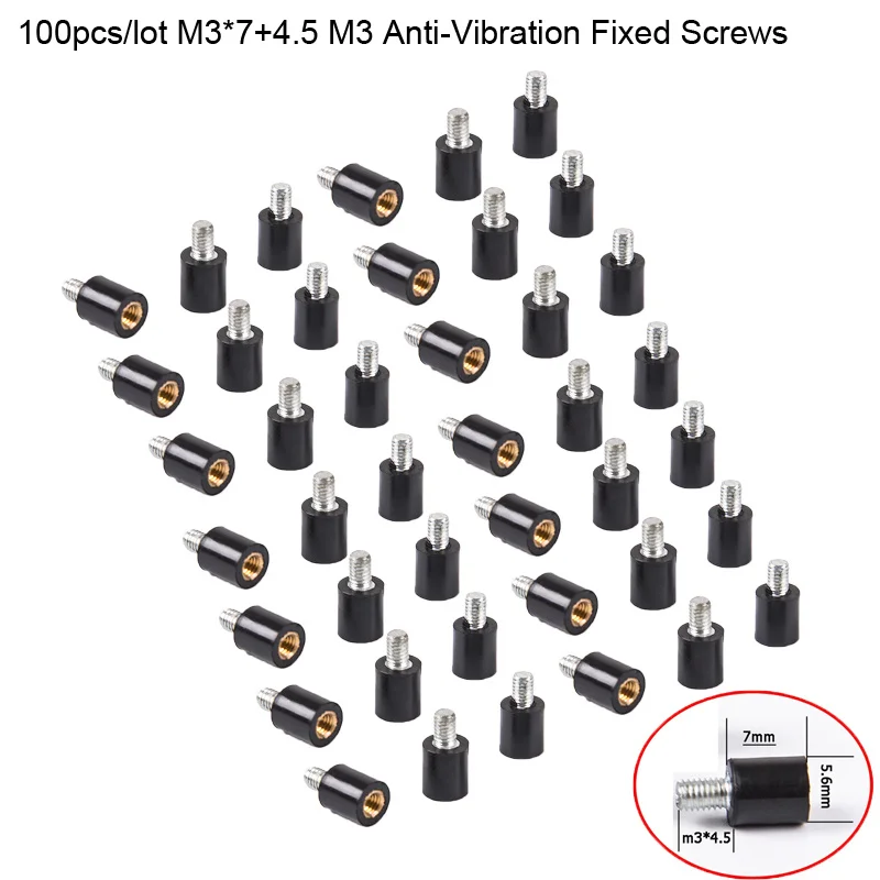 100 개/몫 M3 x 7 + 4.5 M3 진동 방지 고정 나사 장착 하드웨어 스페이서 F3 F4 비행 컨트롤러 용 스탠드 오프 ...