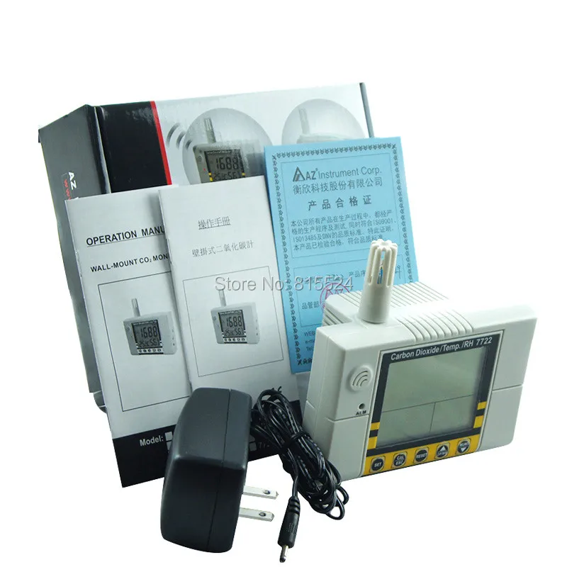 AZ7722 3 IN 1 Air Quality Monitor CO2 Temperature Humidity Tester Meter ...