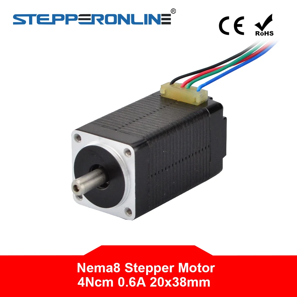 Mini Nema 8 Stepper Motor 38mm 1.8deg Bipolar 0.6A 4Ncm/5.7oz.in 4 wire ...