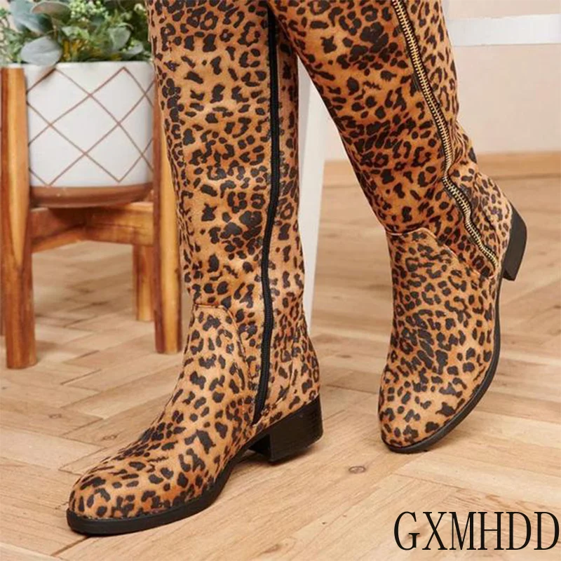 Boot Shoes Women Leopard | Boots Leather Leopard Women | Autumn Boots ...