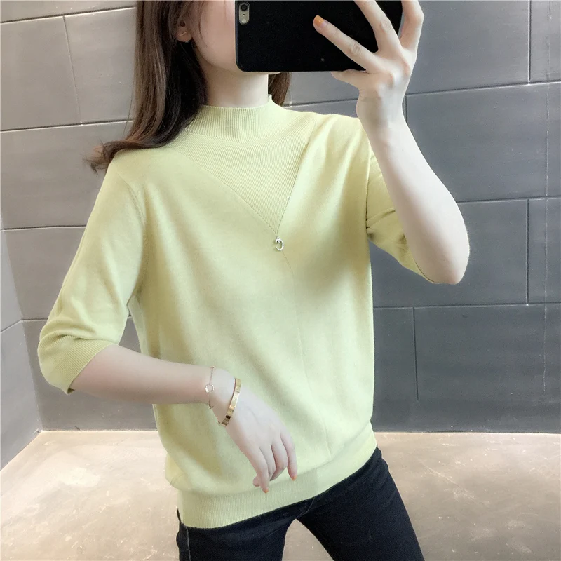 Room 208931, row 7, No. 1 middle] solid color half high collar short ...