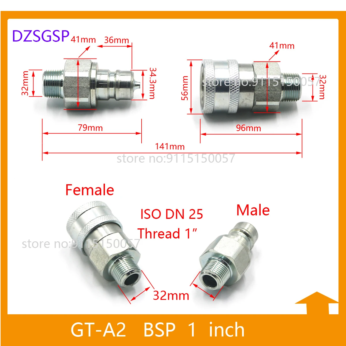 Couplers For Tractors 3/8 Hydraulic Quick Connect 3/8" NPT ISO 7241-B ...
