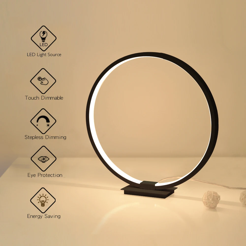Lamplo Led Desk Lamp Dimmable Modern Round Table Lamps Reading Lamp ...