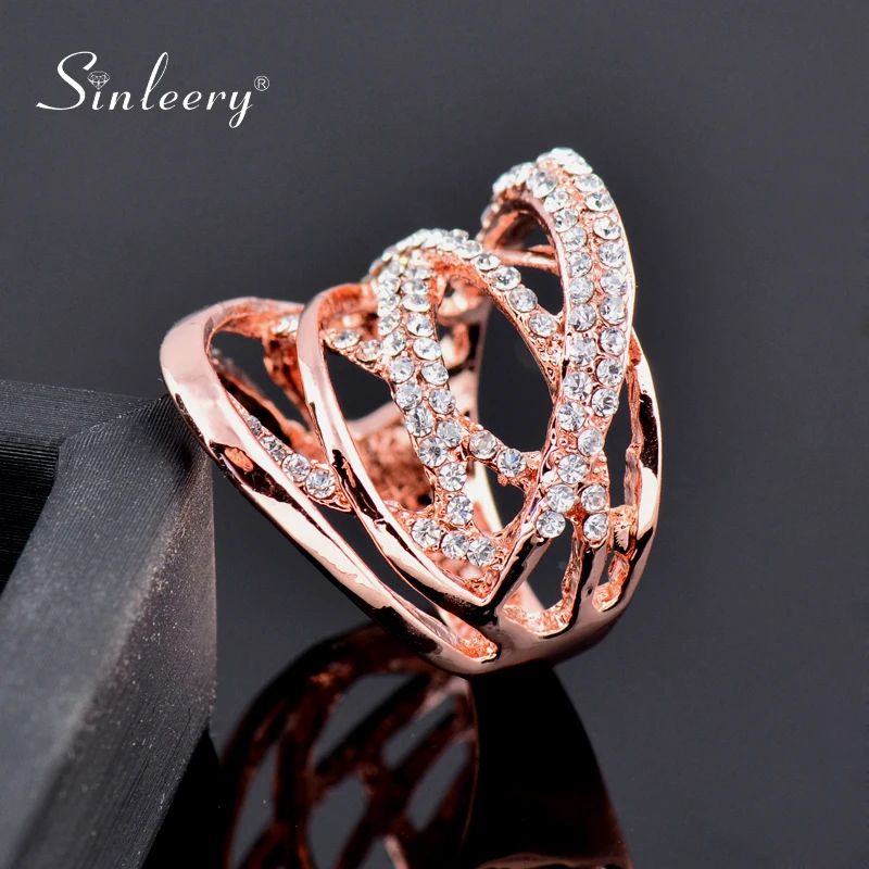 Sinleery Fashion Multi Circles Twisted Wide Rings Rose Gold Silver ...