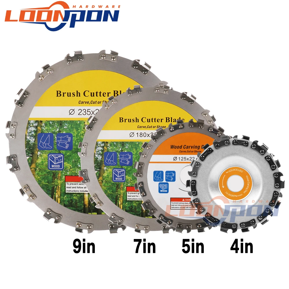 100/125/180/230mm Wood Carving Disc Angle Grinder Chain Disc 14/16 ...