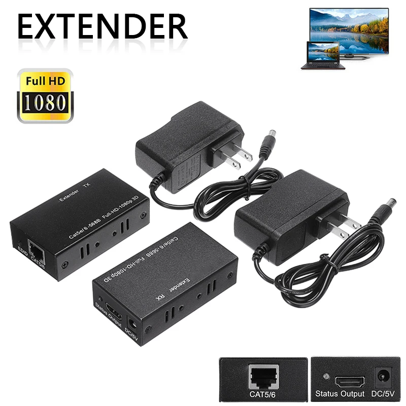 Repetidor extensor LAN RJ45 de 60m, señal de red Cat5E/6, transmisor y ...