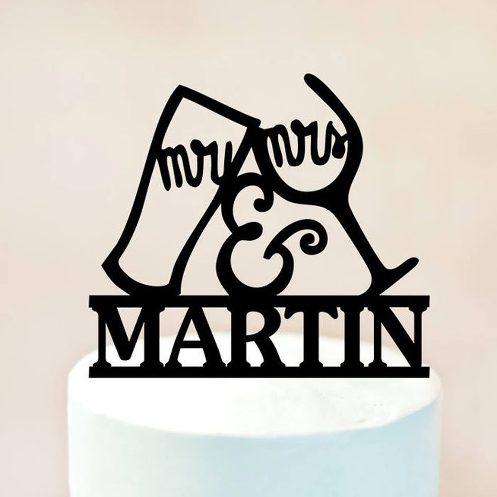 Personalized Glass Wedding Cake Toppers