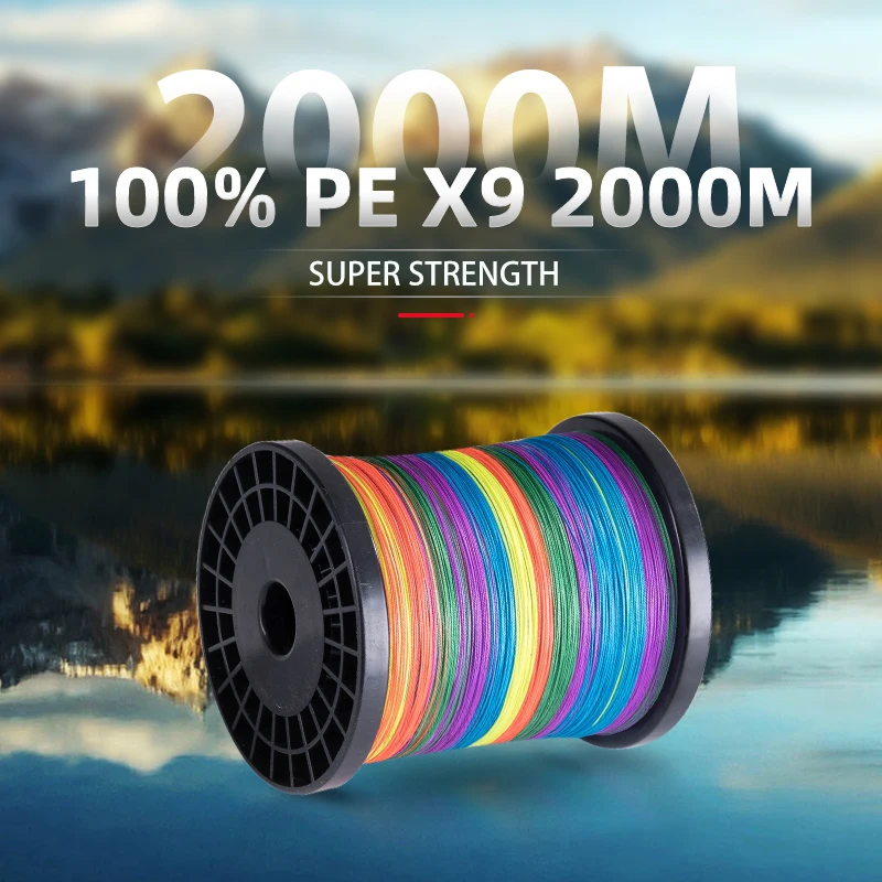CNYUYU 2000M 9 Strands Fishing Line 21 110LB 9.7 50KG MultiColor ...