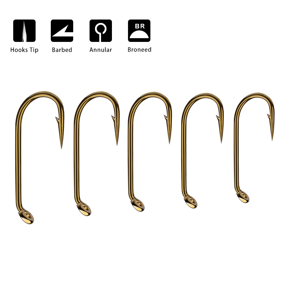 50pcs/Pack Nymph Wet Fly Tying Hook Bronzed Color Barbed Trout Fishing ...