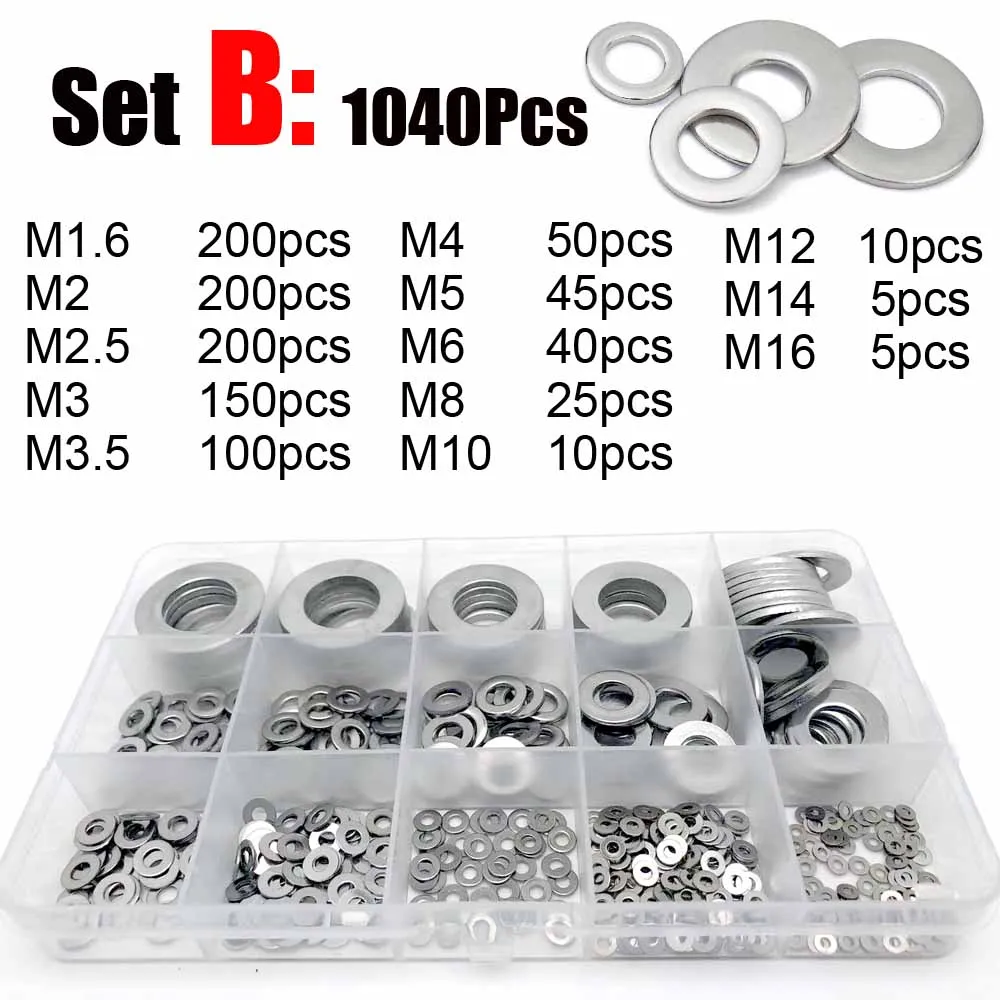 560/1040pcs M1.6 M2 M2.5 M3 M3.5 M4 M5 M6 M8 M10 M12 M14 M16 304 ...