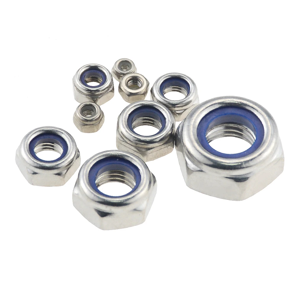 Nylon Lock Nuts 304 Stainless Steel Hex Hexagon Locknut M2 M2.5 M3 M4 M5 M6 M8 M10 M12 M14 M16 ...