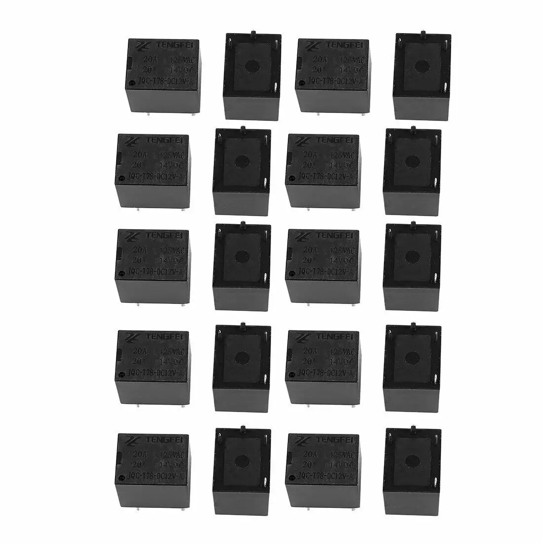 20Pcs DC12V 20A 4 Terminal SPST NO Miniature Power Coil Electromagnetic ...