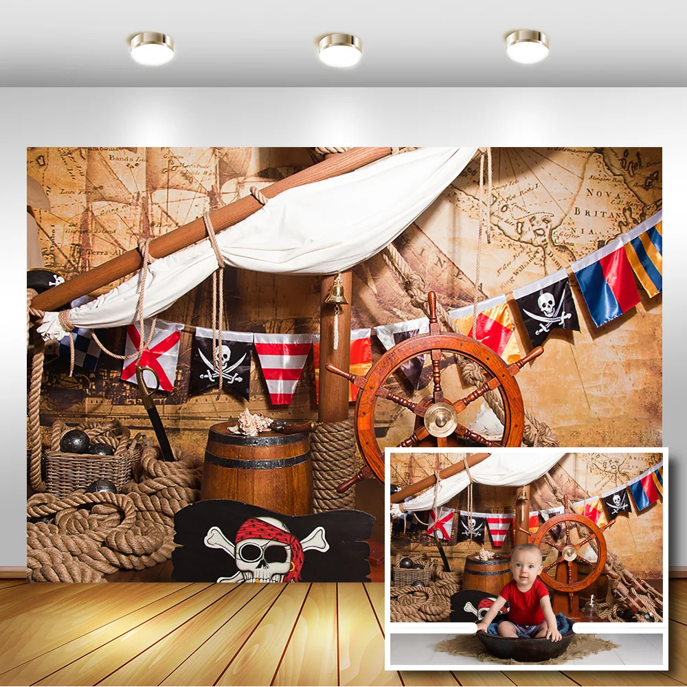Pirate Ship Deck Navigation Photography Backgrounds Adventure Map Baby ...