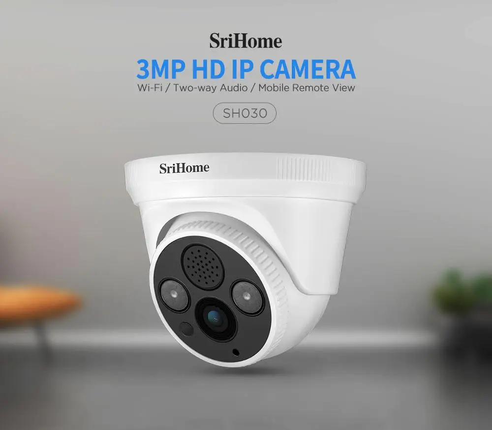 Sricam SH030 3.0MP FHD Dome IP Camera H.265 Security CCTV Wireless Wifi ...
