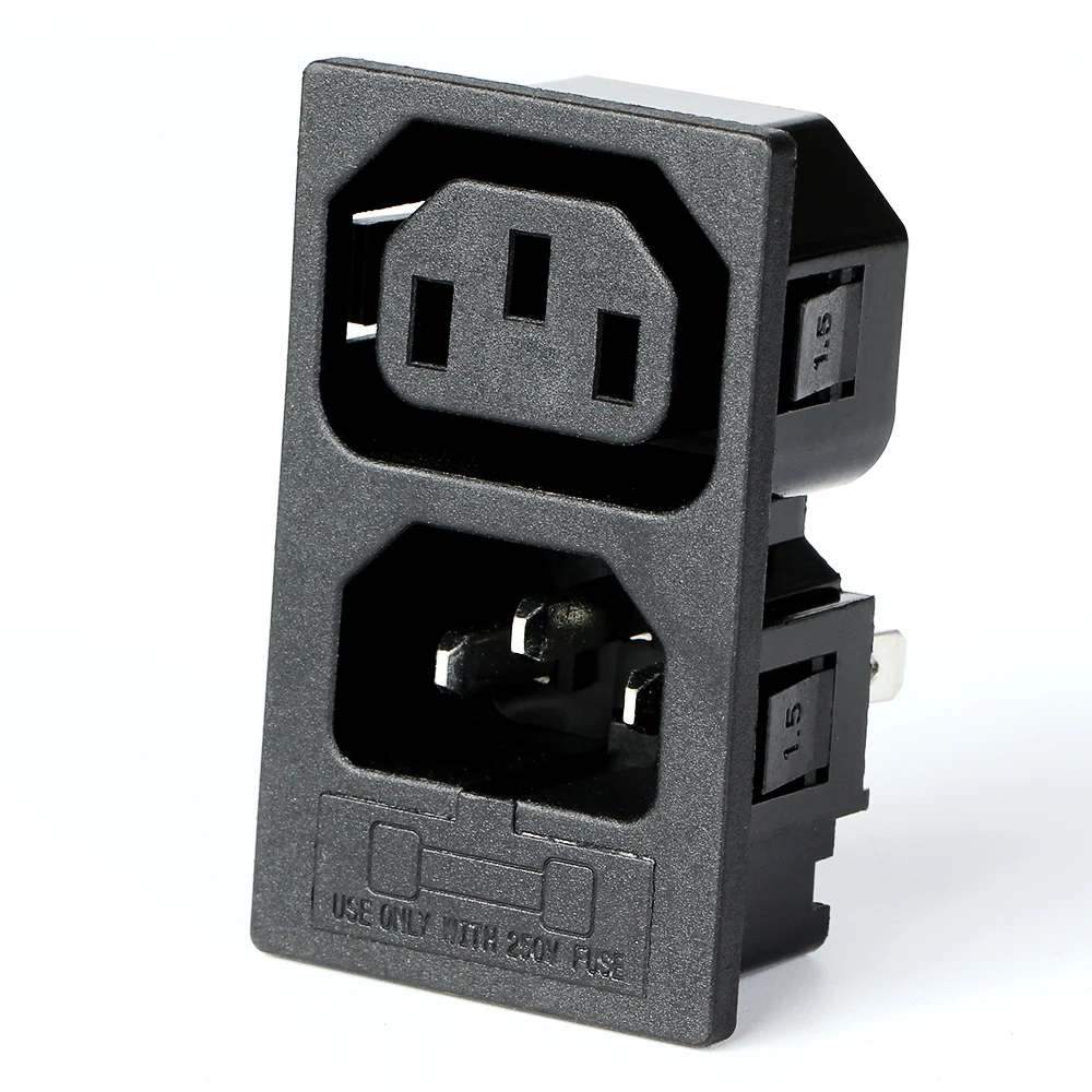 LZ-14-F18 C14 with C13 with fuse ac power socket 1P IEC connector snap ...
