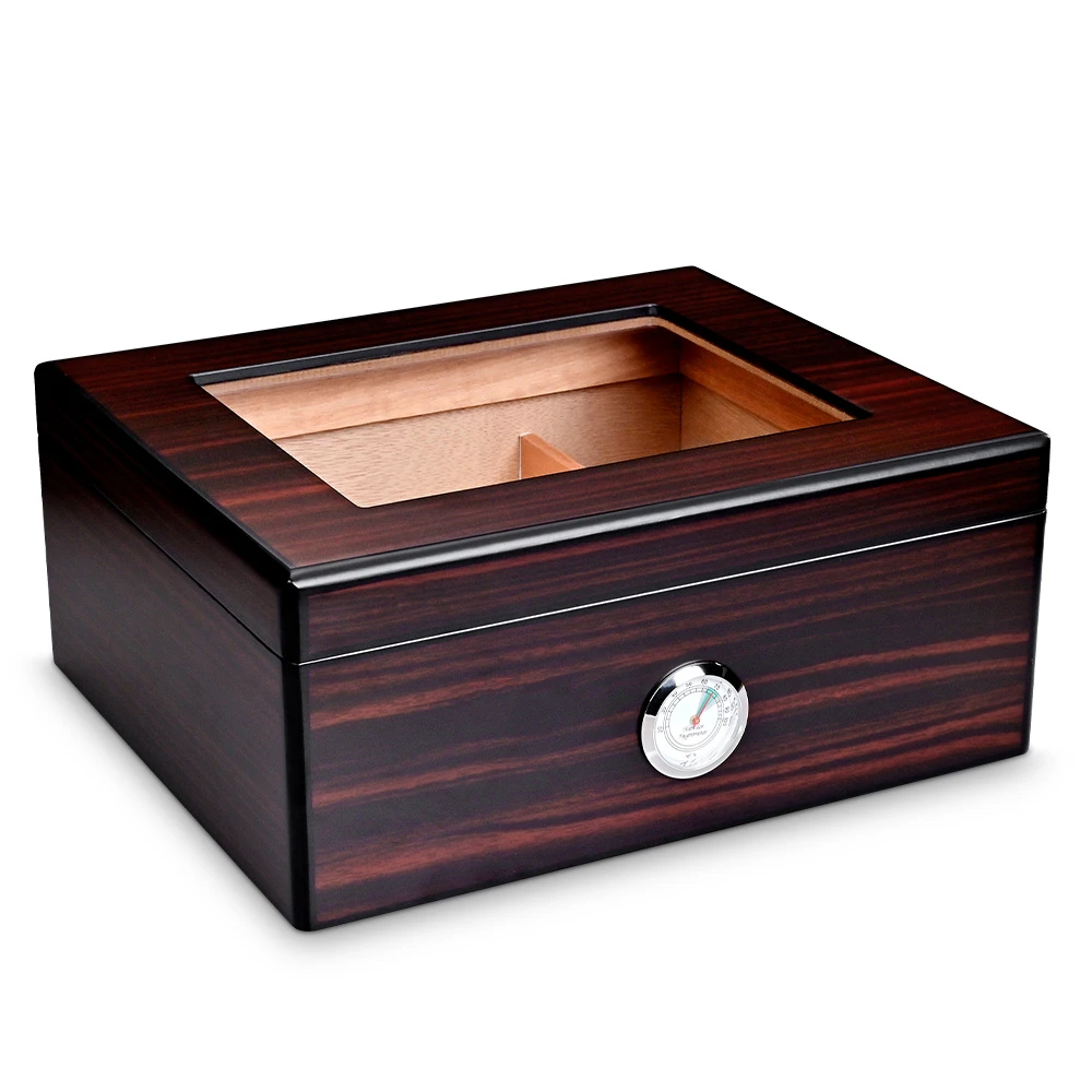 CIGARLOONG Cigar Case Cedar Wood Large Cigar Humidor Box 50 Cigars with ...