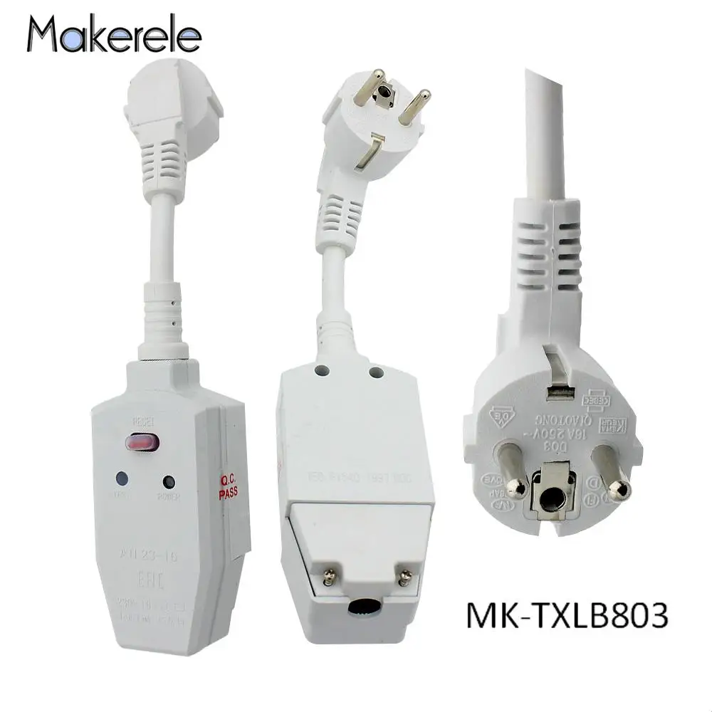 16A 250V Electrical Plug EU Plug GFCI Earth Leakage Protection Socket ...